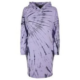 Shirtkleid Urban Classics "Urban Classics Damen Ladies Oversized Tie Dye Hoody Dress", Damen, Gr. S, US-Größen, lila (schwarz, lavender), 100% Baumwolle, Batikmuster, Basic, oversize, ohne Ausschnitt, Langarm, Kleider