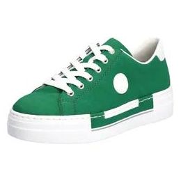 Sneaker Rieker, Damen, Gr. 39, grün (smaragd, weiß), Lederimitat, Sportlich, Schuhe, Freizeitschuh, Halbschuh, Schnürschuh mit Plateausohle