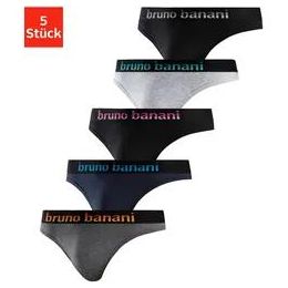 String Bruno Banani, Herren, Gr. L, bunt (navy, blau, schwarz, pink, grau, meliert, mint, anthrazit, meliert, gelb, schwarz, grau), Jersey, Obermaterial: 95% Baumwolle, 5% Elasthan, unifarben, körpernah, Unterhosen, mit Streifen Logo Webbund