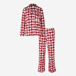 Chelsea Peers Rotes und weißes Pyjamaset aus Hemd und Hose