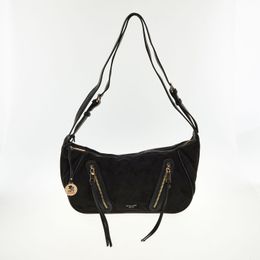 Otto Kern Schwarze Schultertasche aus Wildlederimitat