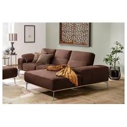 Ecksofa W.Schillig "run, Designsofa mit tollem Sitzkomfort, bequem, L-Form", braun (macchiato z73), B:279cm H:88cm T:178cm, Longlife Xtra-Leder Z73: Naturwalkleder der Luxusklasse aus den erlesensten Rohhäuten. Hautstärke 1, 1 – 1, 3 mm;ROHLEDER Jacquard-Flachgewebe Q2 W60 (63% Polyester, 37% Polyacryl);ROHLEDER Chenille-Flachgewebe Q2 W77 (68% Polyacryl, 32% Polyester);Stoff S37 (100% Polyester),