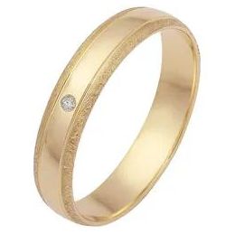 Trauring Firetti "Schmuck Geschenk Gold 375 Hochzeit Ehering Trauring "LIEBE"" Gr. 19, gold (gelbgoldfarben), Fingerringe, 19, 0,01 SI = kleine Einschlüsse mit Brillant, Gelbgold 375, 4mm, Made in Germany, wahlweise mit oder ohne Brillant