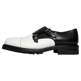 Slipper Henry Stevens "Barkley CDM Businessschuh", Herren, Gr. 41,5, schwarz-weiß (schwarz, weiß), Leder, elegant, Schuhe Business-Slipper Monkschuh Schnallenschuh, Herren Slipper Lederschuhe handgefertigt, Anzugschuhe