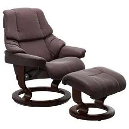 Relaxsessel stressless "Reno", rot (bordeaux paloma), B:79cm H:98cm T:75cm, Sessel, mit Hocker, mit Classic Base, Größe S, M & L, Gestell Braun