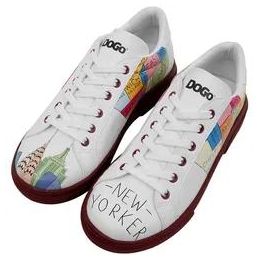 Sneaker DOGO "Ace Low-Top Sneaker Manhattan Damen Sneaker", Damen, Gr. 41, Normalschaft, weiß, Lederimitat, Schuhe, Handgefertigt