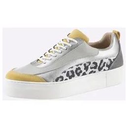 Sneaker Heine, Damen, Gr. 41, bunt (grau, bunt), Glattleder, Leder, Veloursleder, Schuhe