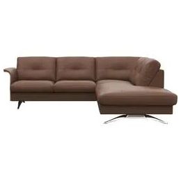 Ecksofa FLEXLUX "Glow, super bequem durch hochwertigem Sitzaufbau mit Federkern, L-Form", braun (old chestnut braun), B:236cm H:81cm T:224cm, 100% Echteder, Sofas, Modernes skandinavisches Design