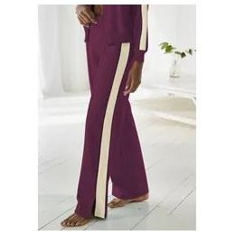 Sweathose s.Oliver, Damen, Gr. 32/34, N-Gr, rot (dunkelrot), Obermaterial: 95% Baumwolle, 5% Elasthan, unifarben mit Farbeinsatz, bequem normal, Hosen, Loumngehose mit Kontraststreifen und Pipings, Loungewear