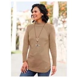 Strickpullover Casual Looks "Pullover", Damen, Gr. 46, braun (camel), 50% Baumwolle, 50% Polyacryl, unifarben, Langarm, Pullover