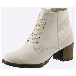 Schnürstiefelette Heine, Damen, Gr. 42, beige (creme), Glattleder, Leder, Modisch, Schuhe