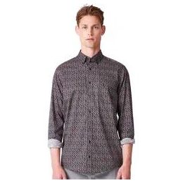 Langarmhemd Casamoda "Casamoda Freizeithemd Print", Herren, Gr. L, Normalgrößen, rot (dunkelrot), 100% Baumwolle, bedruckt, comfort fit, Hemden