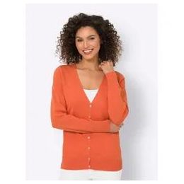 Strickjacke Heine, Damen, Gr. 50, orange, 100% Baumwolle, unifarben, Strickjacken