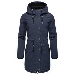 Kurzmantel Ragwear "Canny Canvas", Damen, Gr. M (38), blau (navy), Obermaterial: 100% Polyester, Innenfutter: 100% Polyester, Wattierung: 100% Polyester, figurumspielend ca. Mitte Oberschenkel, hoch geschlossener Ausschnitt, verstellbar Rippstrickbündchen mit Druckknöpfen,verstellbar, Mäntel, Wasserdichter Damen Wintermantel mit Kapuze