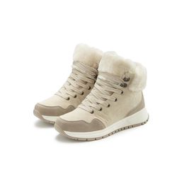 Lascana Winterstiefelette 'High Top Sneaker, Schnürschuh, Boots, Stiefelette' beige Gr. 36 für Damen