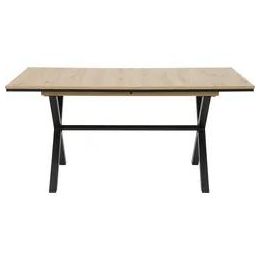 Essgruppe Hela "SAAR", braun (artisan eiche, schwarz, anthrazit, anthrazit, anthrazit, schwarz), Microfaser Webstoff, Einlegeplatte, Sitzmöbel-Sets, Tisch 160-200x90 cm, Einlegeplatte, X-Gestell, Stuhl 360 drehbar