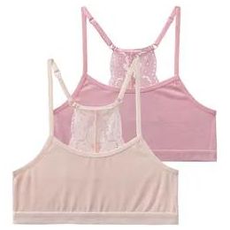 Bustier Buffalo, Mädchen, Gr. 146/152, N-Gr, bunt (rose, pink), Single Jersey, Obermaterial: 92% Baumwolle, 8% Elasthan, unifarben, BHs, Ringerücken aus schöner Spitze