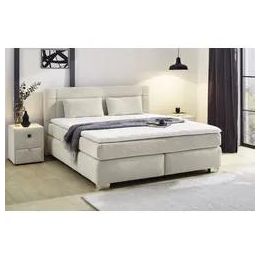 Jockenhöfer Boxspringbett JOCKENHÖFER GRUPPE "Romana, inkl. 7-Zonen-TTFK-Matratze", grau (beige 444, 17), B:190cm L:212cm, Bezug Bett: Chenille (100% Polyester);Topper und Matratzenspiegel: 100% Polyester, Komplettbetten, Boxspringbett, KS-Topper, verschiedene Härtegrade und Bettbreiten wählbar
