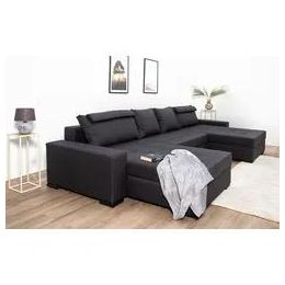 Wohnlandschaft Collection AB "Josy XXXL-Relax U-Form, B: 352 cm", grau (dunkelgrau), B:352cm H:41cm T:161cm, 100%Polyester, Sofas, mit Bettfunktion, Bettkasten & 2 Nackenkissen, Federkern