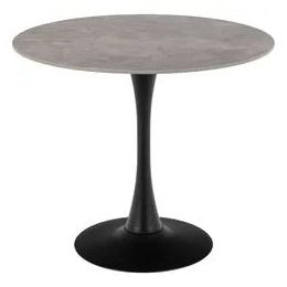 Esstisch ACTONA GROUP "Malta", grau (, schwarz, grau batis, schwarz, grau batis), B:90cm H:75cm T:90cm, Tische, Esstisch Runde Esstische, Tisch, graue Basis poliert keramisch, Trompete Gestell, Ø90x75cm