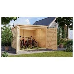 Fahrradbox Karibu "Fahrradgarage 4", beige (naturbelassen), B:212,5cm H:167cm T:216,5cm, Holzwerkstoff, Aufbewahrungsboxen, in verschiedenen Farben, BxTxH: 212,5x216,5x167 cm