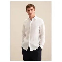 Businesshemd Seidensticker "Slim", Herren, Gr. XL44, primary_ausgabeGroessentyp, weiß, 100% Leinen, unifarben, slim fit, 2-Knopf-Manschette, Hemden, Slim 1/1 Kentkragen Uni