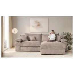 Ecksofa Home Affaire "Soft&Cosy XXL L-Form, B: 303 cm", grau (taupe), B:303cm T:187cm, 100% Polyester, Sofas, Mega-Sofa, Cord oder Chenille-Struktur, mit Federkern & 4 Zierkissen, Topseller