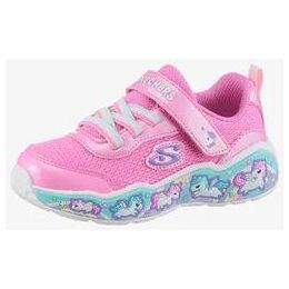 Lauflernschuh Skechers "PLAY SCENE-FUN SQUAD", Kinder, Gr. 24, bunt (pink, multi), Lederimitat, Mesh, animal-print, kontrastfarbene Details, Schuhe, Sneaker mit bunten Motiven verziert, Größenschablone zum Download