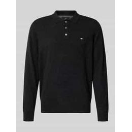 Fynch-Hatton Poloshirt aus Merino-Kaschmir-Mix mit Label-Stitching