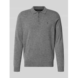 Fynch-Hatton Poloshirt aus Merino-Kaschmir-Mix mit Label-Stitching