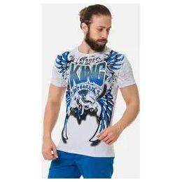 Cipo & Baxx T-Shirt CIPO & BAXX "T-Shirt", Herren, Gr. S, weiß, 95% Baumwolle;5% Elasthan, bedruckt, Casual, regular fit, Rundhals, Shirts, mit hochwertigem Frontmotiv