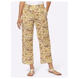 7/8-Hose Inspirationen, Damen, Gr. 54, Normalgrößen, gelb (vanille, sand, bedruckt), 70% Baumwolle, 30% Leinen, bedruckt, geblümt, gemustert, mehrfarbig, 7/8-Länge, Hosen
