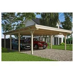 Skan Holz Doppelcarport SKANHOLZ "Emsland", beige (natur), H: 223cm, Carports