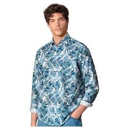 Leinenhemd Casamoda "Casamoda Leinenhemd Print", Herren, Gr. L, Normalgrößen, blau (hellblau), 50% Leinen, 50% Baumwolle, bedruckt, lässig geschnitten, Hemden