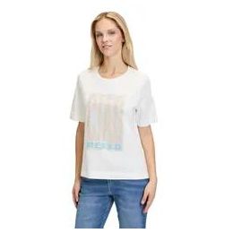 Kurzarmshirt Cartoon "Cartoon Damen Printshirt mit Rundhalsausschnitt", Damen, Gr. 34, beige (patch cream, pink), Obermaterial: 100% Baumwolle., Modisch, loose fit normal, Rundhals, Shirts, Hotfix