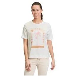 Kurzarmshirt Cartoon "Cartoon Damen Printshirt mit Rundhalsausschnitt", Damen, Gr. 40, beige (patch cream, pink), Obermaterial: 100% Baumwolle., modisch, loose fit normal, Rundhals, Shirts, Placement