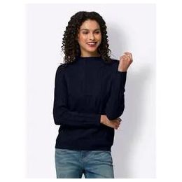 Stehkragenpullover Heine "Stehkragen-Pullover", Damen, Gr. 34, blau (marine), 50% Viskose, 25% Polyester, 25% Polyamid, unifarben, Pullover