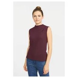 Stehkragenshirt Pieces "PCMADISON SL DRAPED TOP NOOS BC", Damen, Gr. L, lila (tawny port), Jersey, Obermaterial: 95% Polyester, 5% Elasthan, unifarben, slim fit normal, Rundhals, Shirts