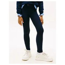 Leggings Tommy Hilfiger "RHINE STONE LEGGING", Mädchen, Gr. 14 (164), N-Gr, blau (schwarz night navy), Jersey, Obermaterial: 78% Baumwolle, 18% Polyester, 4% Elasthan, unifarben, regular fit lang, Hosen, Kinder bis 16 Jahre