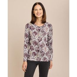Helena Vera Feinstrick-Shirt mit Rauten-Druck