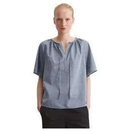 Marc O'Polo Kurzarmbluse MARC O'POLO "aus Baumwoll-Chambray", Damen, Gr. 36, blau (blau melange), Obermaterial: 100% Baumwolle, unifarben, relaxed fit normal, Blusen