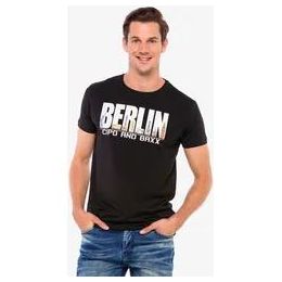 Cipo & Baxx T-Shirt CIPO & BAXX "Schriftzug Berlin", Herren, Gr. 2XL, schwarz, 100% Baumwolle, bedruckt, Basic, regular fit, Rundhals, Kurzarm, Shirts, hoher Tragekomfort
