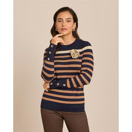 Judith Williams Pullover mit Streifen und Blume Applikation