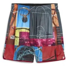 Shorts Puma "Hooptopia Wendbare Shorts Herren", Herren, Gr. 4XL, Normalgrößen, schwarz cmyk aop, Innenmaterial: 100% Polyester; Außenseite: 100% Polyester; Taschenfutter: 100% Polyester, mehrfarbig, relaxed fit, Hosen