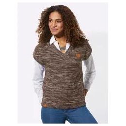 Pullunder Casual Looks "Pullunder", Damen, Gr. 48, braun (schoko, meliert), 54% Baumwolle, 46% Polyacryl, gemustert, mehrfarbig, meliert, Pullover