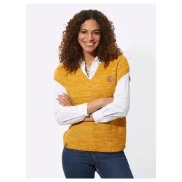 Pullunder Casual Looks "Pullunder", Damen, Gr. 48, gelb (ocker, meliert), 54% Baumwolle, 46% Polyacryl, gemustert, mehrfarbig, meliert, Pullover
