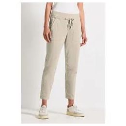 Cordhose Street One, Damen, Gr. 40, Länge 28, beige (malted beige), Web, 98% Baumwolle, 2% Elasthan, unifarben, Casual, loose fit knöchelfrei, Hosen, Middle Waist