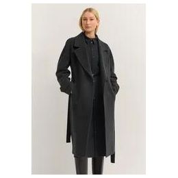 Trenchcoat Bugatti "Loose Fit", Damen, Gr. 40, 280, dunkelgrau, 70% Wolle, 20% Polyester, 10% Polyamid, unifarben, loose fit, Mäntel, Oversized, Flexcity Stretch mit Bindegurt