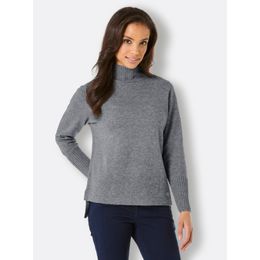 CREATION L PREMIUM Wit Damen Rollkragenpullover mit 10% Kaschmir, rauchblau-steingrau-meliert, Größe 38