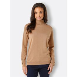 CREATION L PREMIUM Wit Damen Rollkragenpullover mit hohen Rippb&uuml;nchen, camel, Gr&ouml;&szlig;e 38